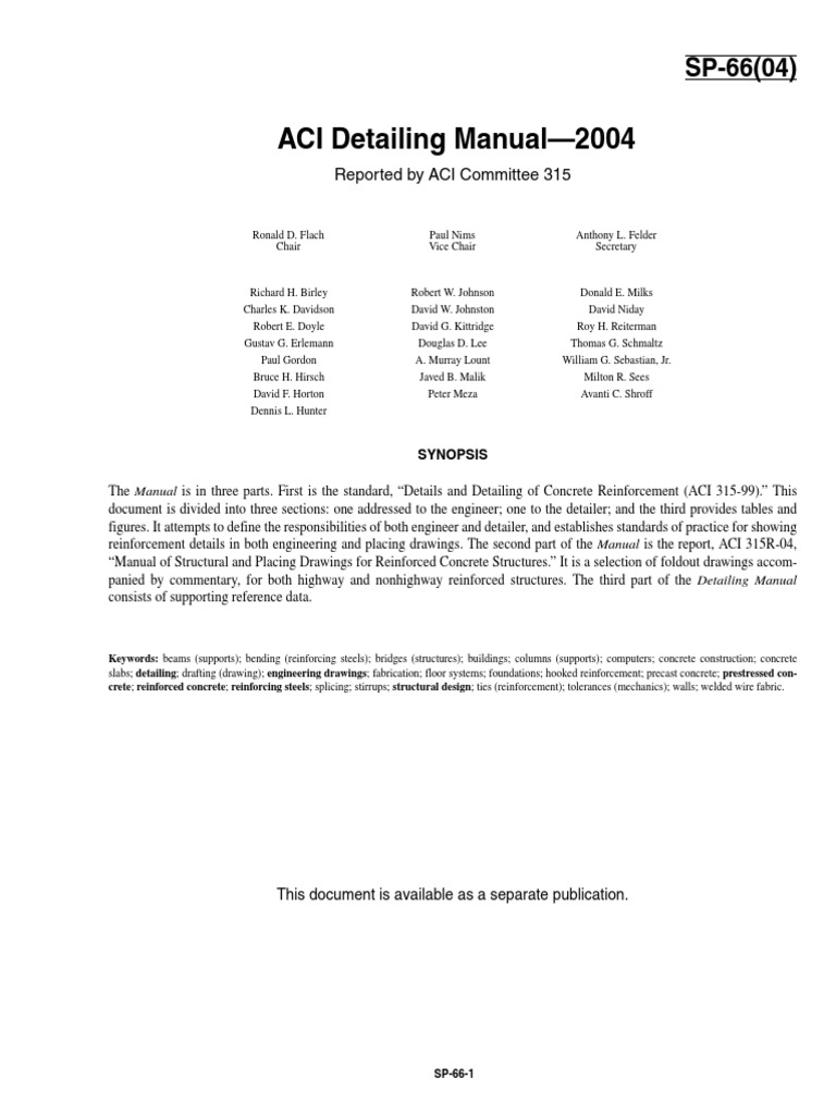ACI Detailing Manual-2004: Reported by ACI Committee 315 | PDF ...
