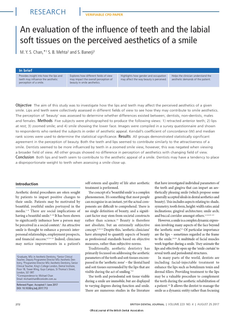 An Evaluation of The Influence of Teeth and The Labial Soft Tissues On ...