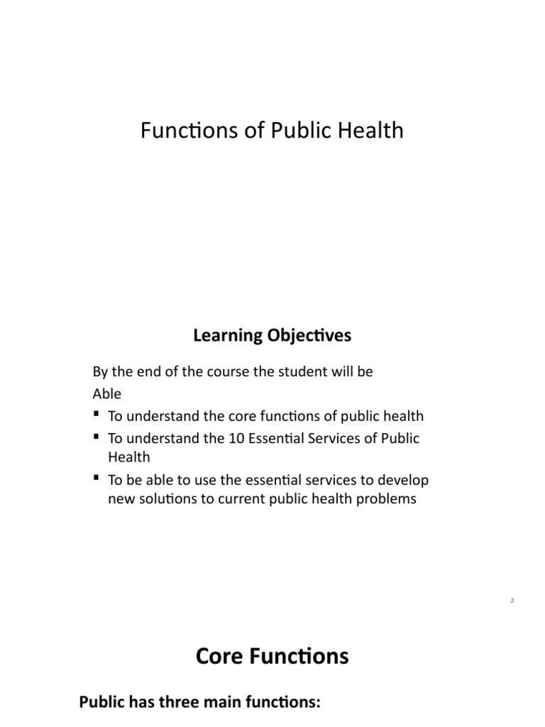 2 Functions of Public Health | PDF | Public Health | Health Care