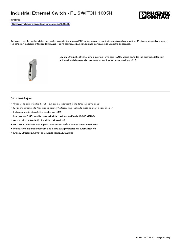 FL Switch 1005n | PDF | Calidad de servicio | Protocolos de capa física