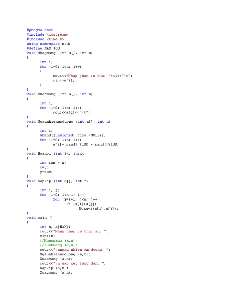 C++ Array Input, Randomization, Sorting | PDF