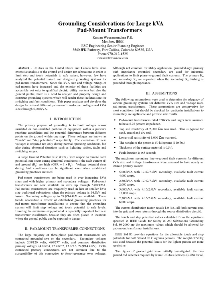 IEEE Grounding Paper | PDF | Electric Power Distribution | Transformer