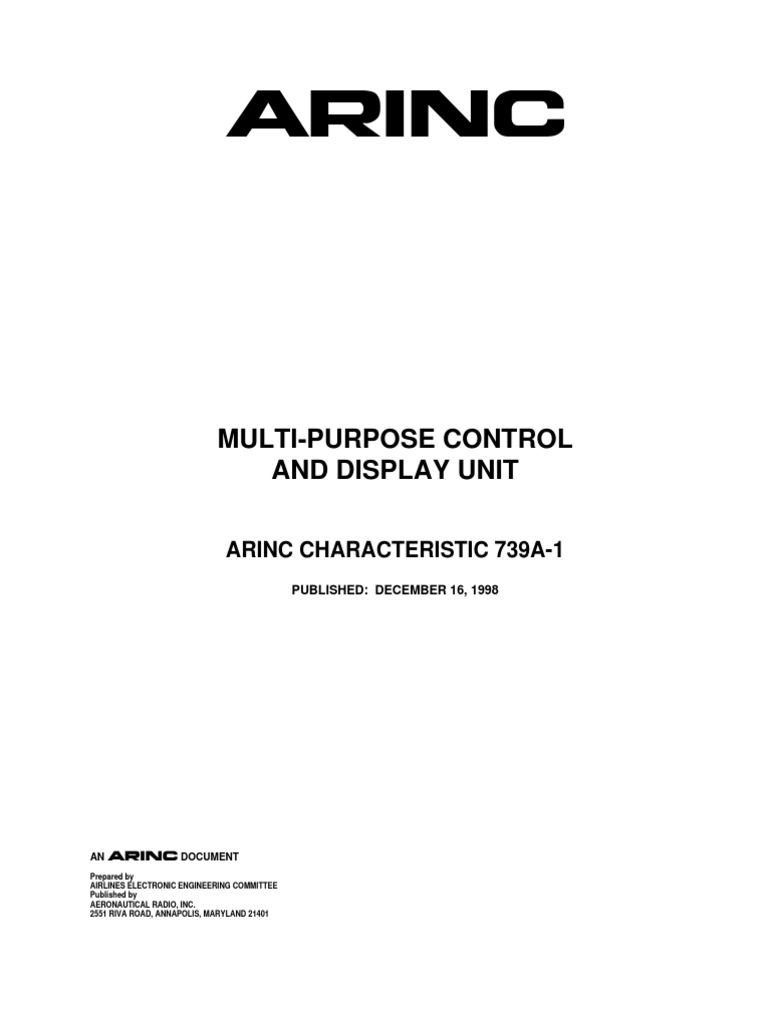 Multi-Purpose Control and Display Unit: Arinc Characteristic 739A-1 ...