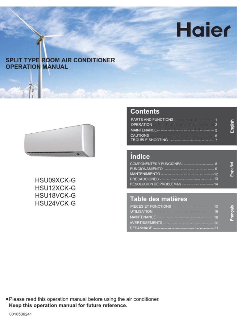 Haier Air Conditioner Operation Manual | PDF | Mechanical Fan | Remote ...