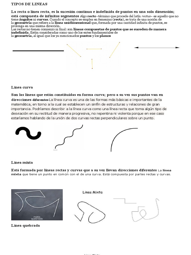 Tipos de Líneas en Geometría | PDF | Geometría | Curva