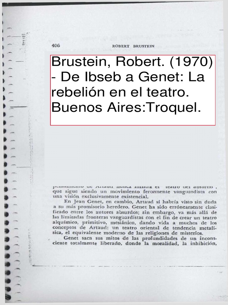 08 A. Brustein, Robert - (Genet) | PDF | Teatro