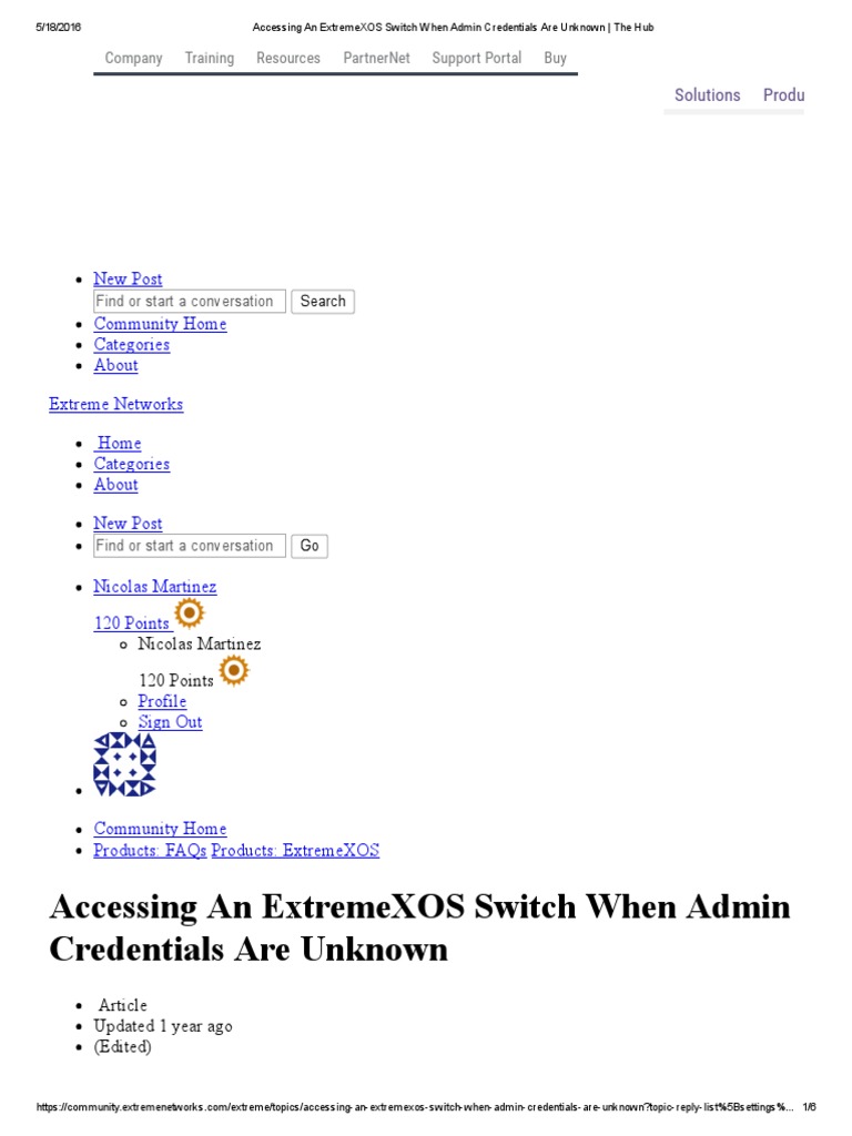 ExtremeXOS Switch Admin Access Guide | PDF | Booting | Software Engineering