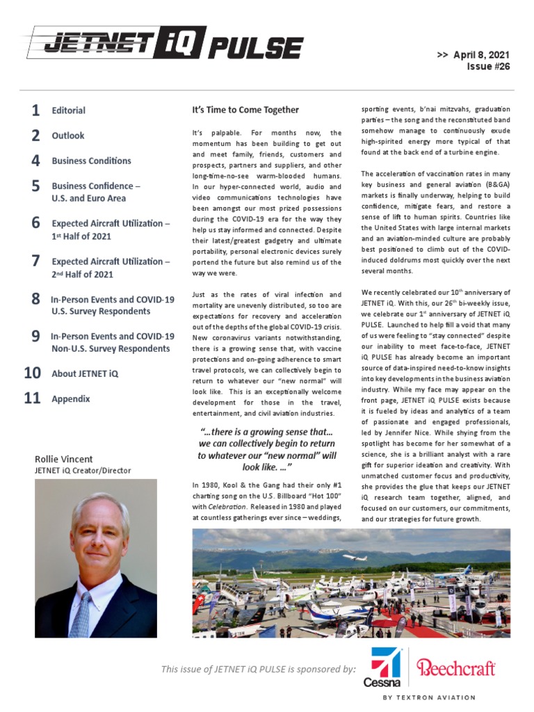 JETNET Iq Pulse - April 8 2021 | PDF | Consumer Confidence Index | Recession