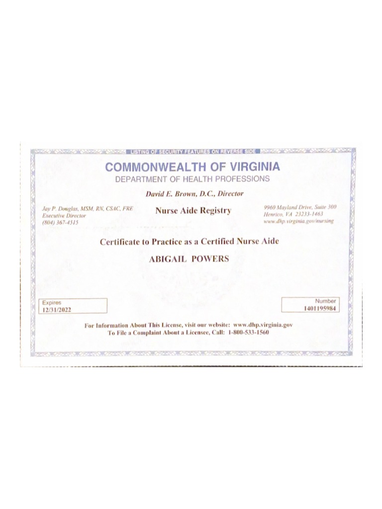 Nurse Aide Registry | PDF