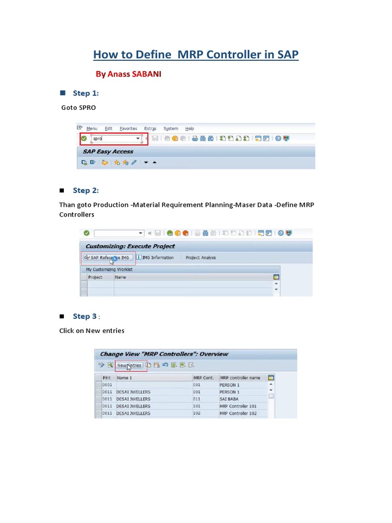 How To Define MRP Controller in SAP | PDF