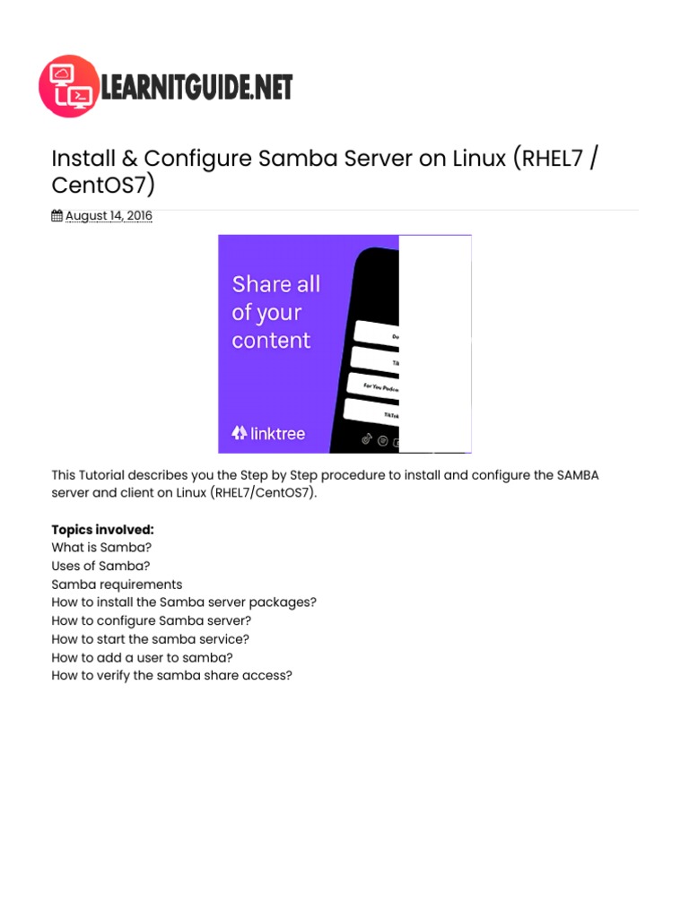 Install and Configure Samba on Linux | PDF | Software Development | Application Layer Protocols