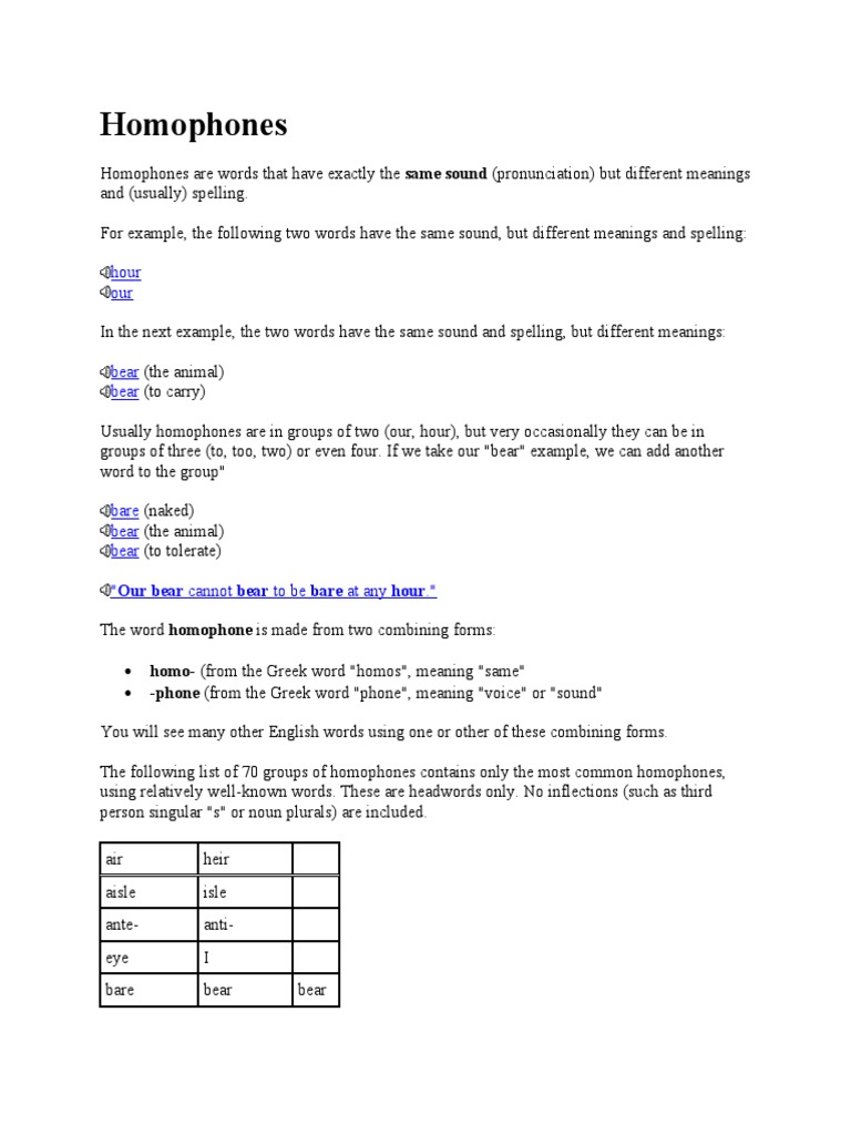 Homophones: Hour Our | PDF | Grammatical Number | Linguistics