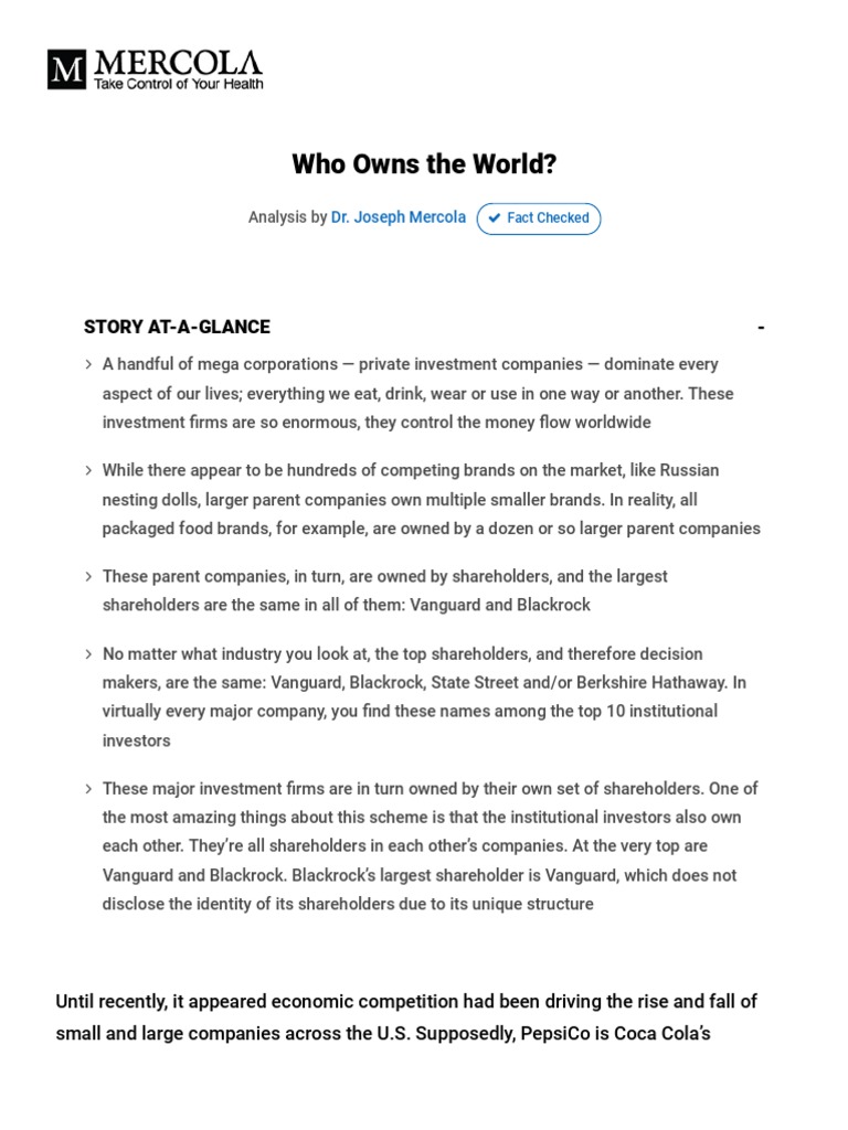 Who Owns The World?: - Story At-A-Glance | PDF | Black Rock