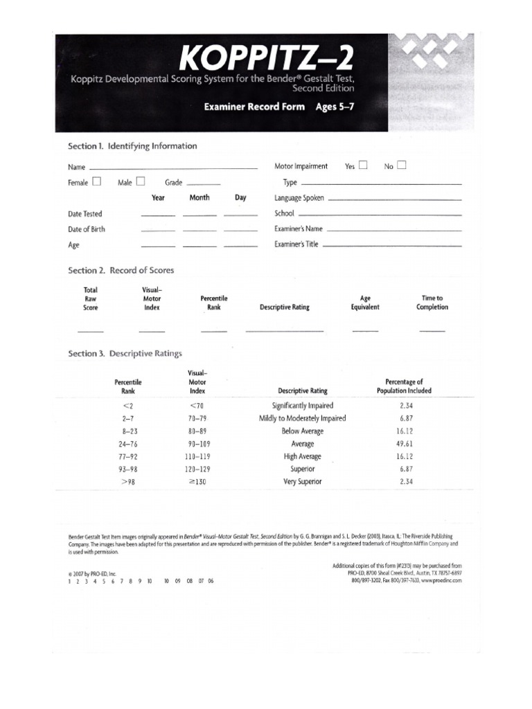 Koppitz 2 Hoja de Registro 5 A 7 | PDF