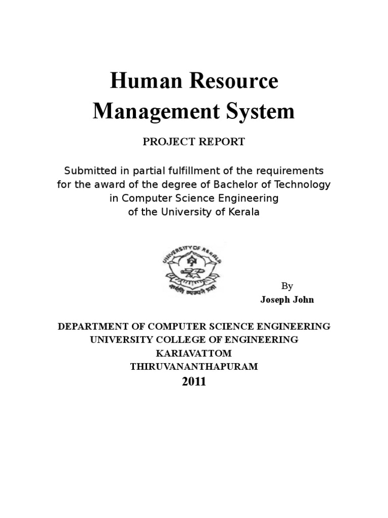 Human Resource Management System: Project Report | PDF | Scripting ...