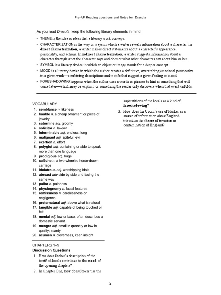 Discussion Questions for Dracula | PDF | Mina Harker | Count Dracula