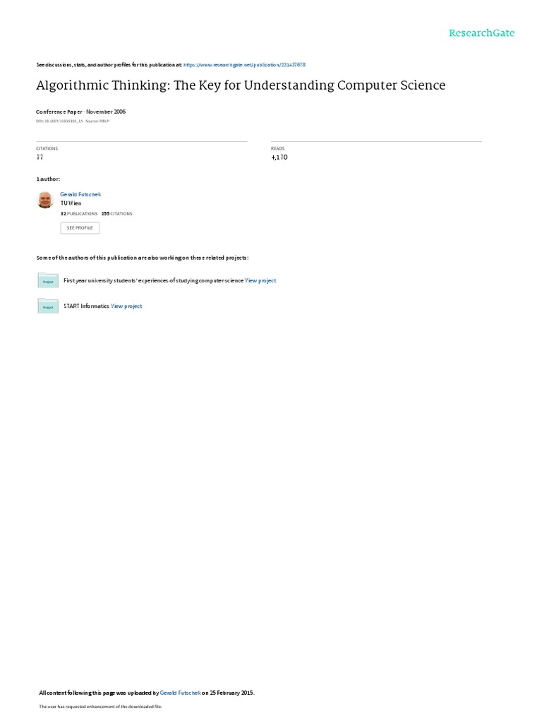 Algorithmic Thinking The Key For Understanding Computer Science Pdf Computer Science