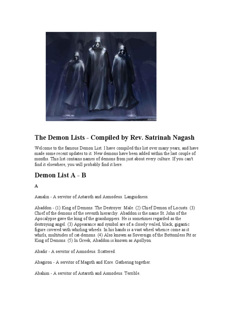 Comprehensive Demon Name Directory | PDF | Demons | Religious Belief ...