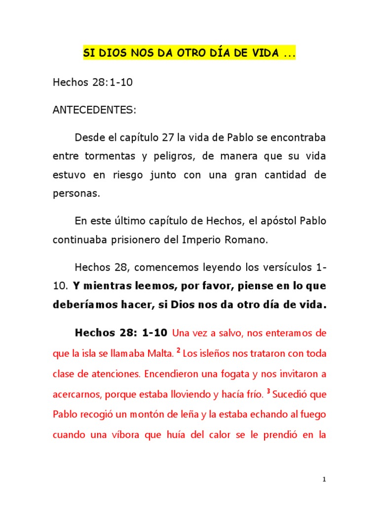 Hechos 28, 1-10 | PDF | Pablo el apóstol | Jesús
