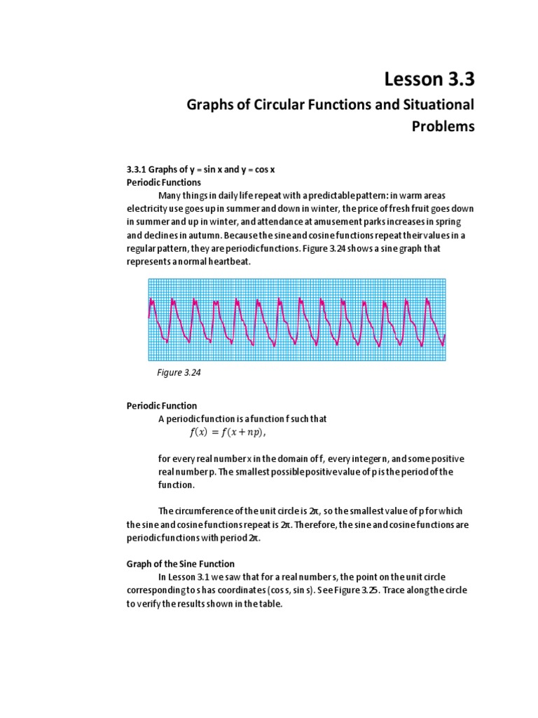 Week 013 Graphs of Circular Functions and Situational | PDF ...