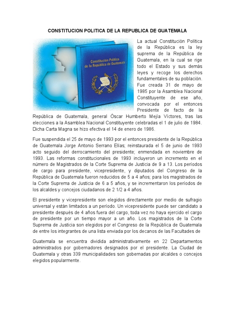 Constitucion Politica de La Republica de Guatemala | PDF