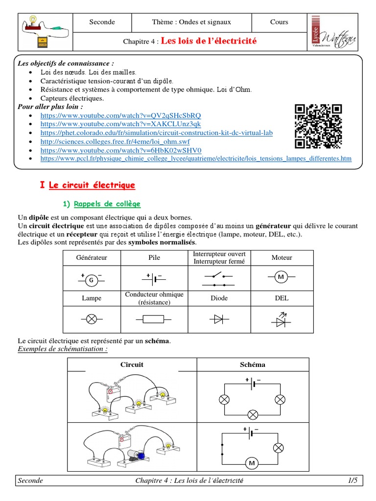 2nde Chap 4 Cours Poly Complete | PDF | Résistance (électricité) | Tension électrique