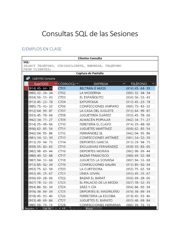 Consultas SQL | PDF | SQL | Modelado científico