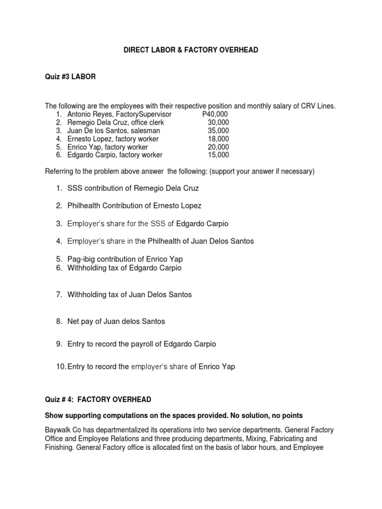 Labor - Overhead - Set C - Question 1 | PDF | Cost Of Goods Sold | Business