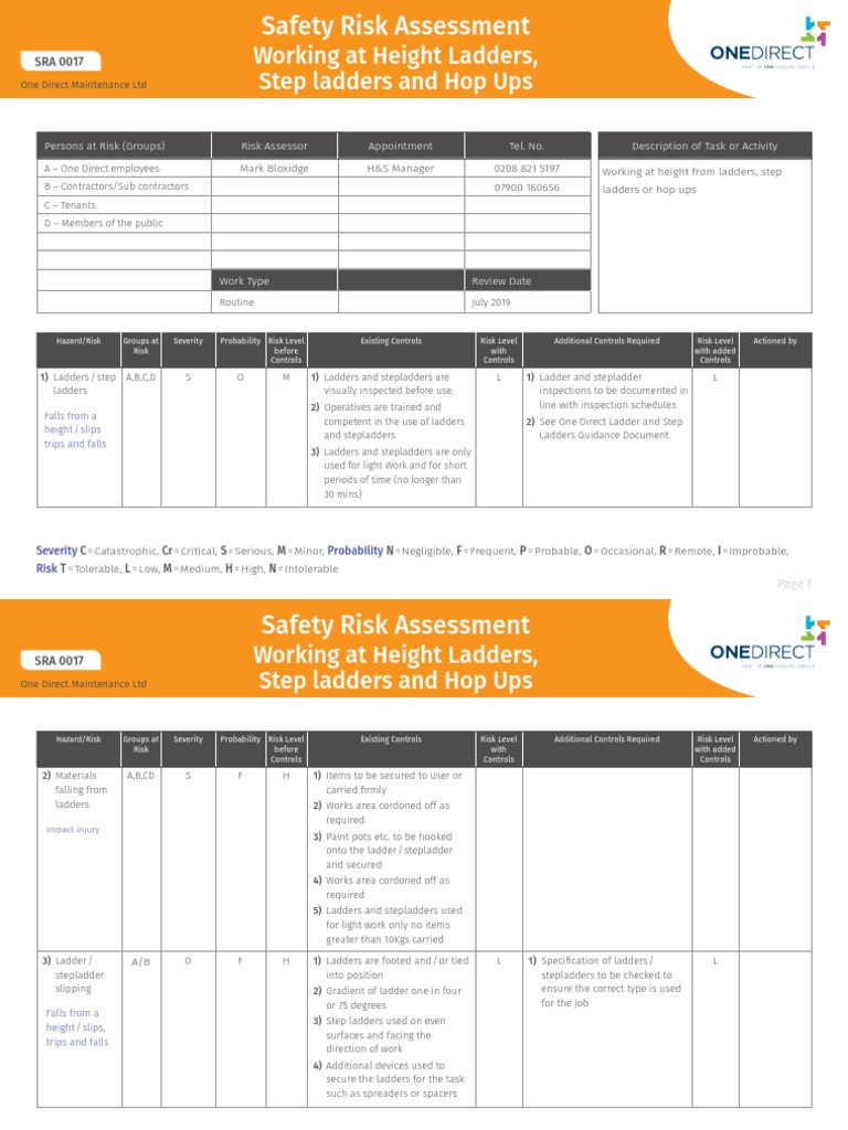Working at Height Ladders, Step Ladders and Hop Ups | PDF | Ladder | Risk