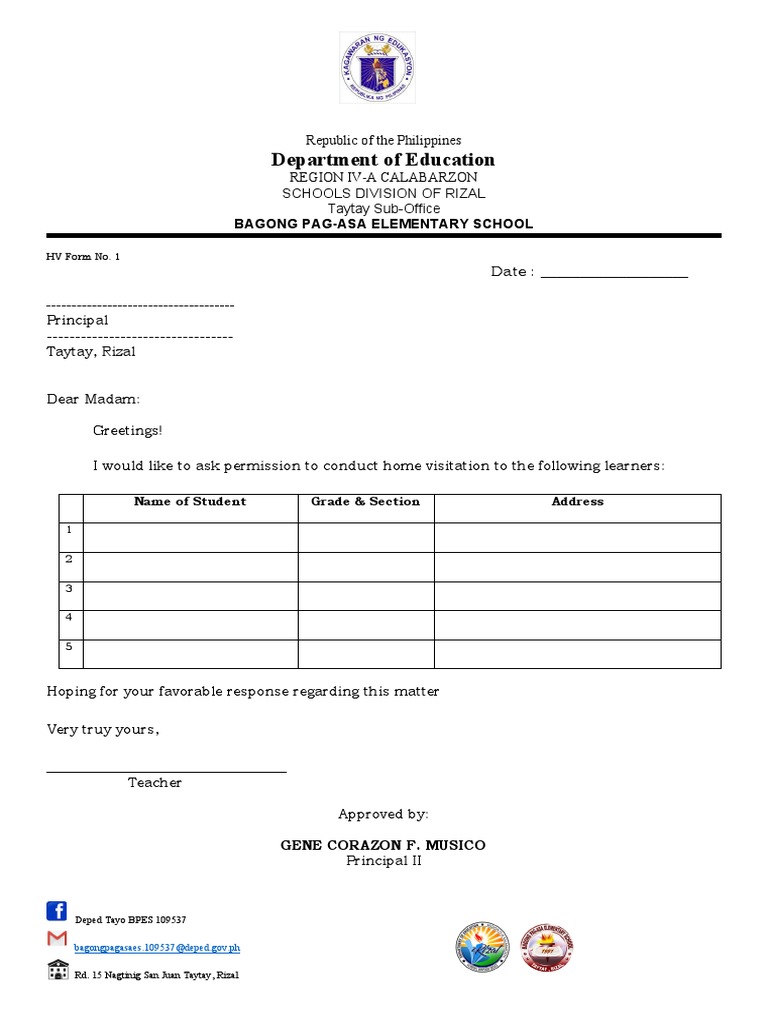 Home Visitation Request Form BPES | PDF | Public Administration ...