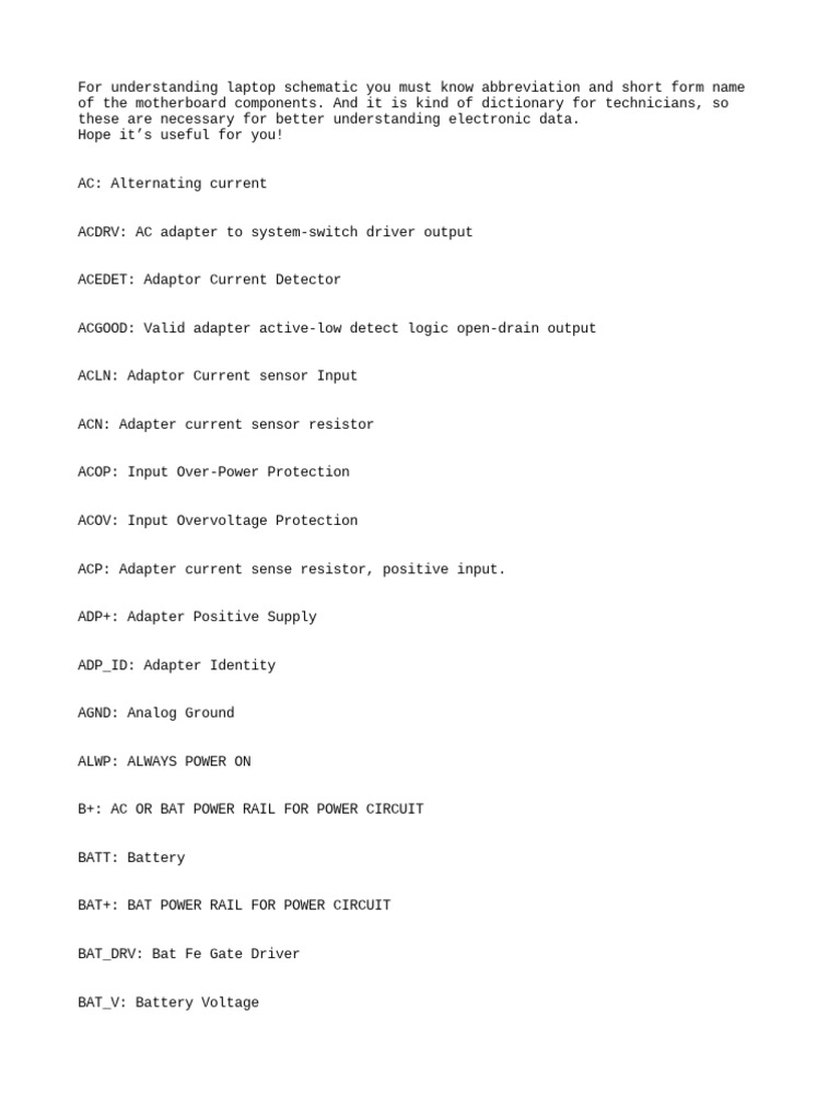 Simbol and Abrev Motherboard Language | PDF | Electrical Components ...
