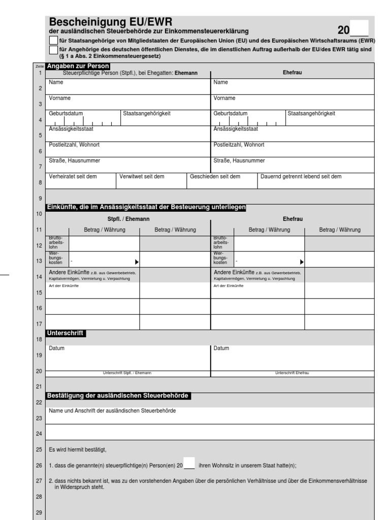 Bescheinigung EU-EWR