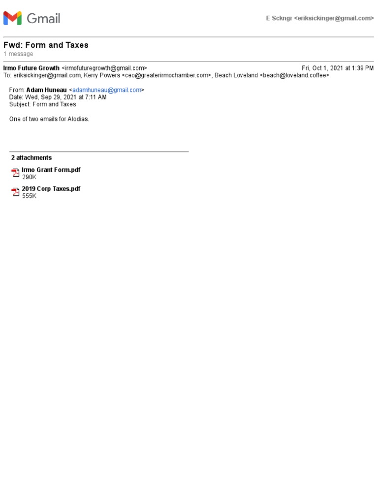 Gmail - FWD - Form and Taxes | PDF