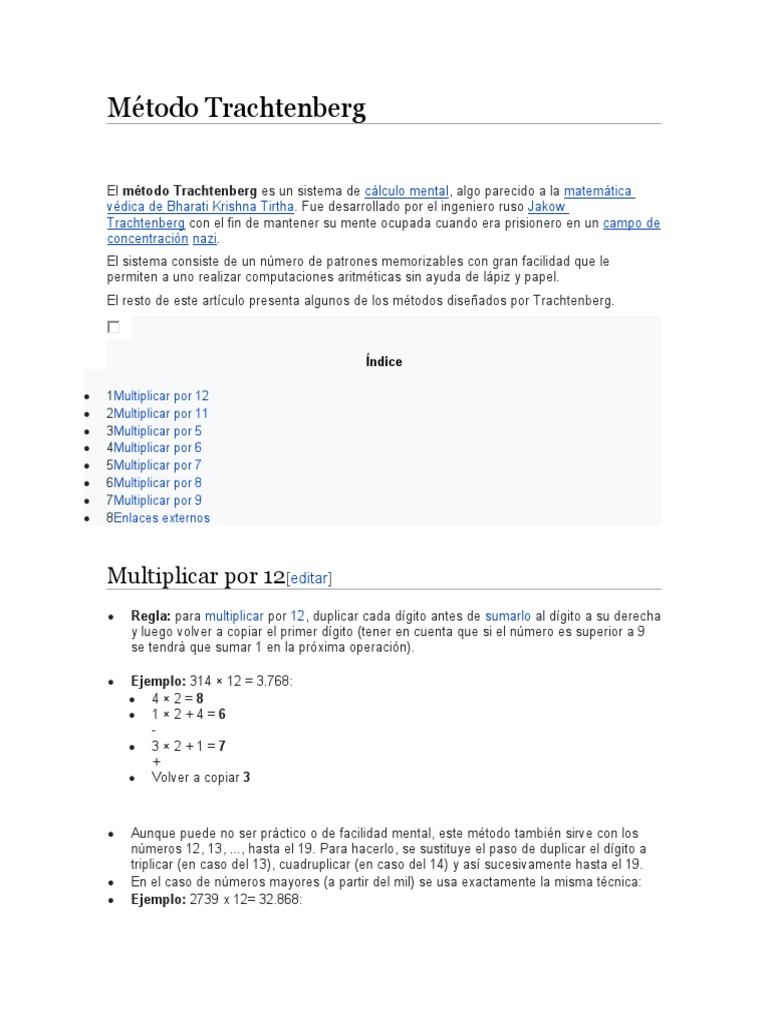 Método Trachtenberg | PDF | Matemática Elemental | Notación Matemática