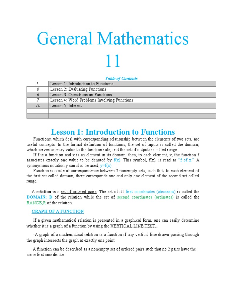 Functions and Relations in Mathematics | PDF | Interest | Function ...