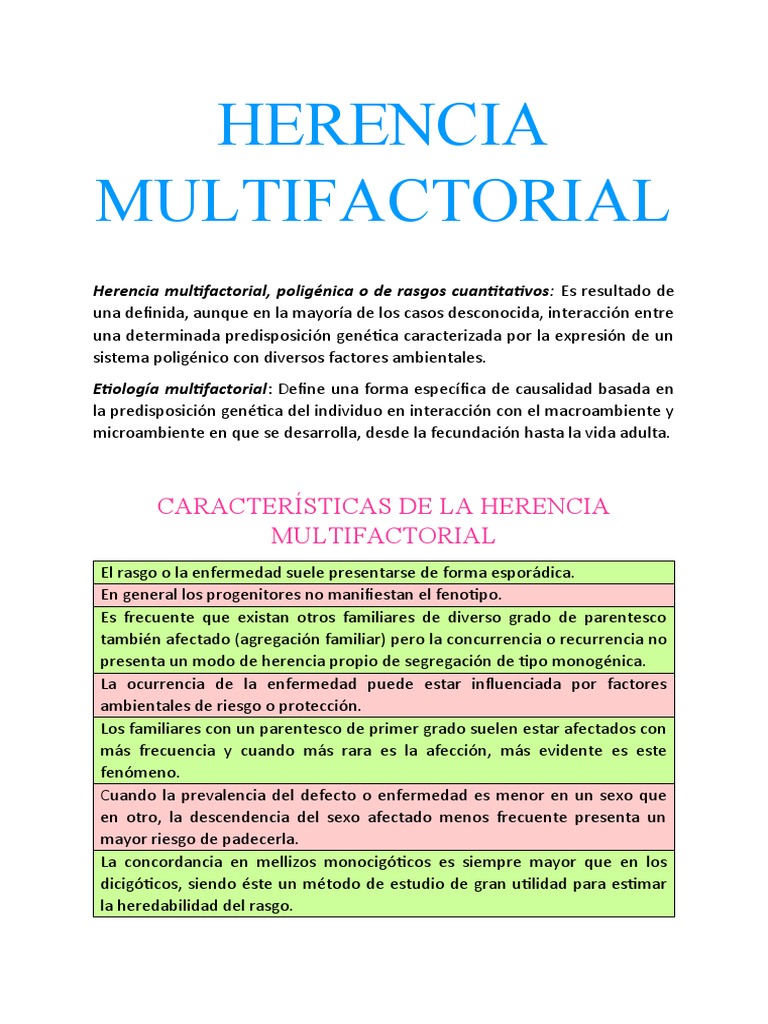 Herencia Multifactorial: Definición y Características | PDF