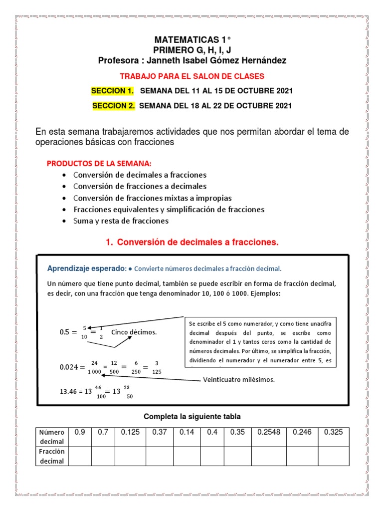 Actividades de Fracciones para 1° G-J | PDF | Números | División ...