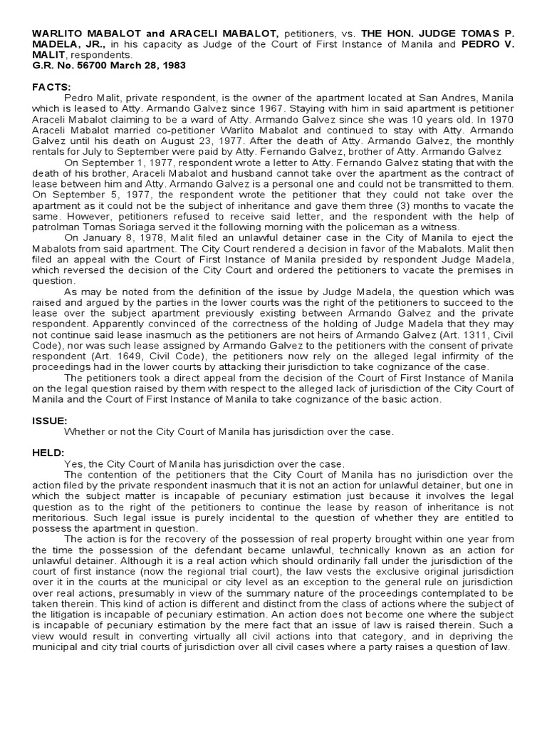Mabalot Vs Madela | PDF | Lawsuit | Constitutional Law