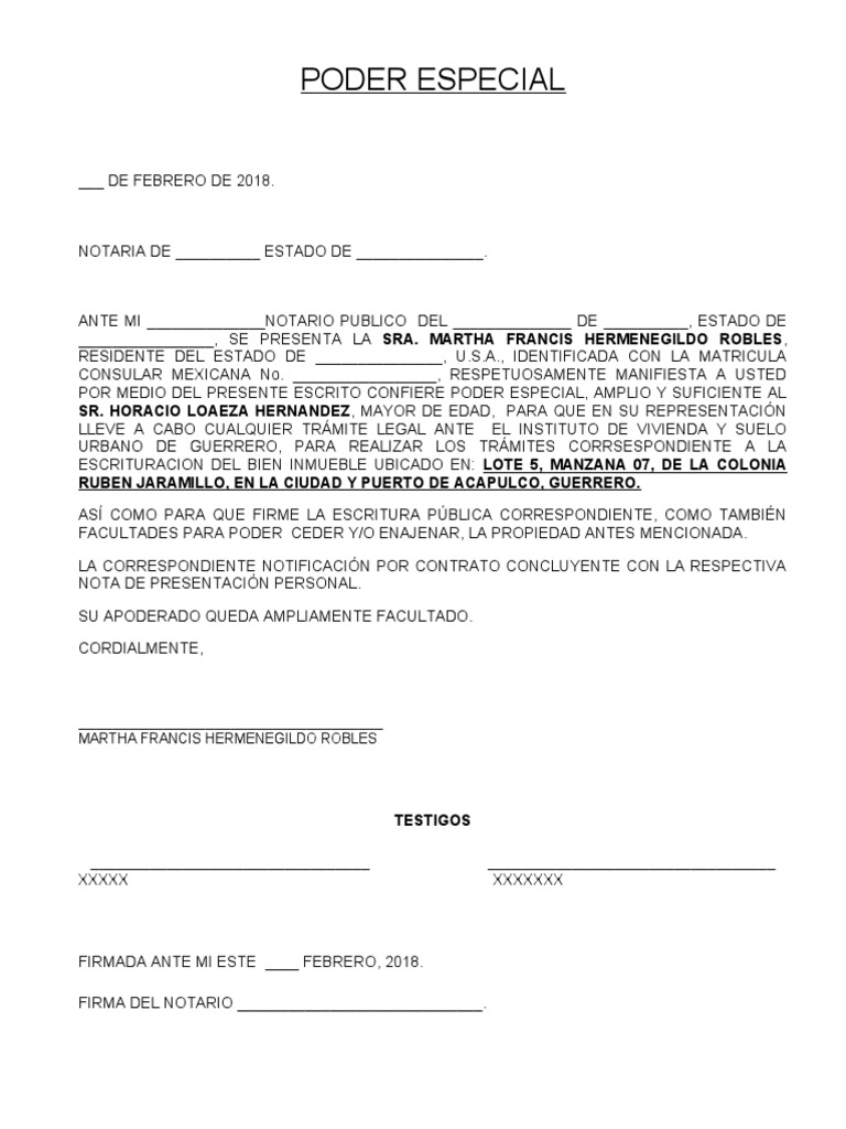 Poder Especial para Trámites Legales | PDF