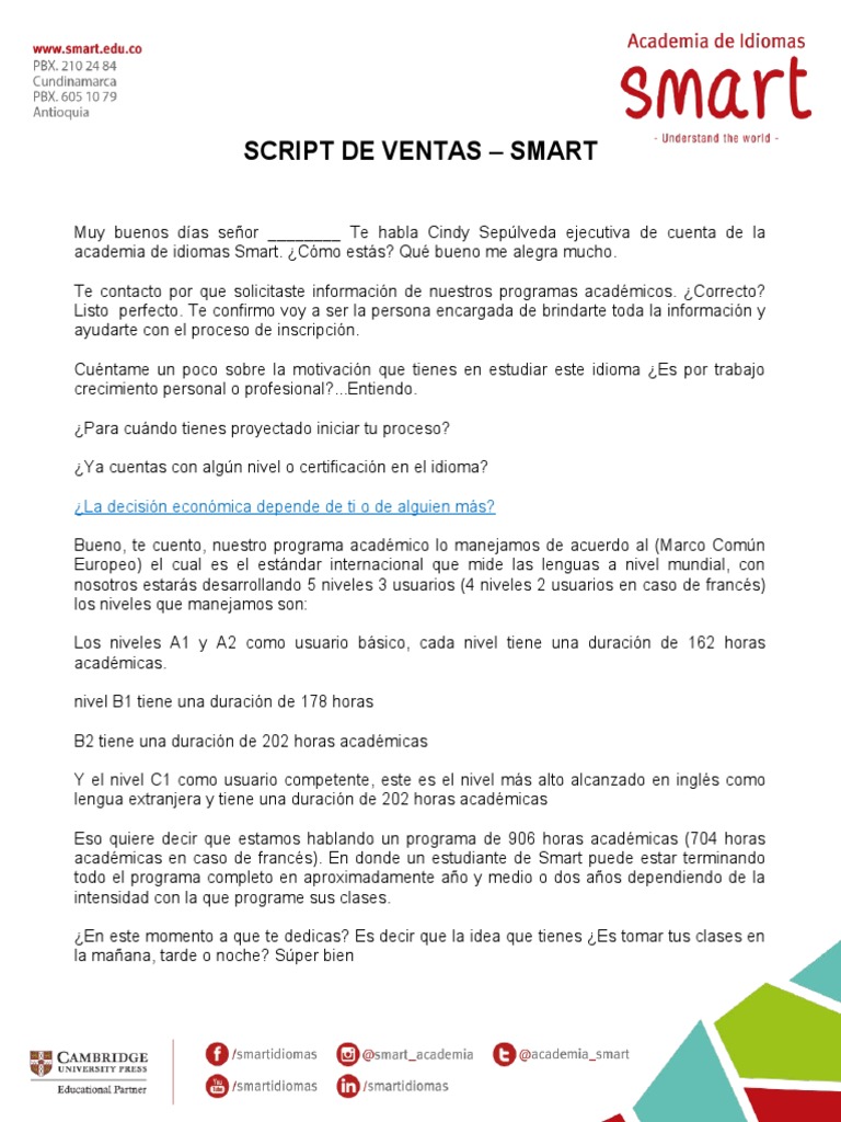 Script de Ventas - Instituto Cindy | PDF
