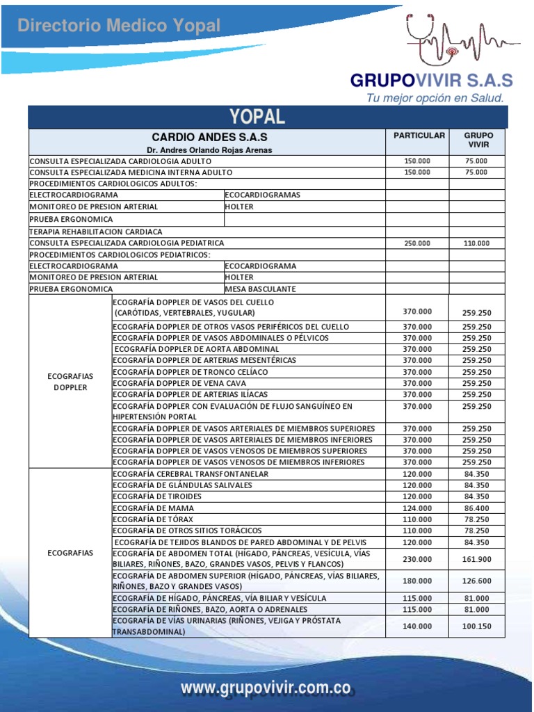 Directorio Médico en Yopal | PDF | Ultrasonido médico | Abdomen