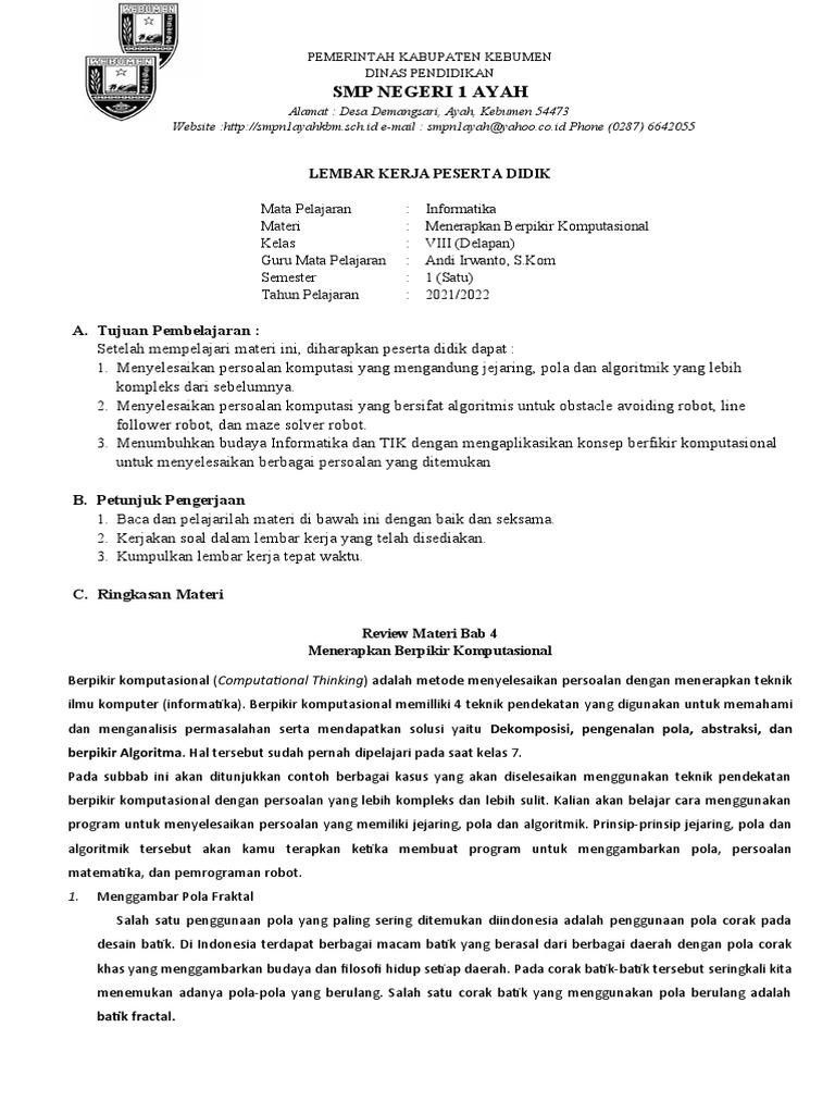 LKPD Kelas 8 Bab 4 | PDF