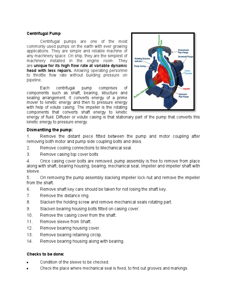 Centrifugal Pump Assembly & Disassembly Guide | PDF | Pump | Piston