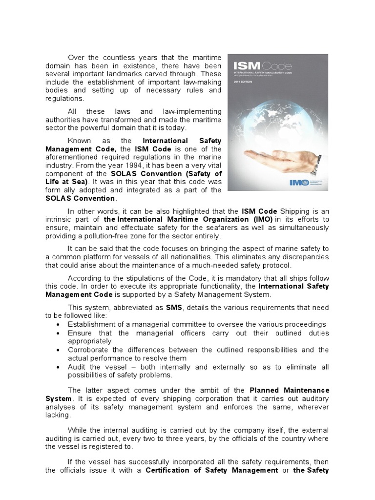 The Provisions of ISM Code Procedures Plans Instruction | PDF | Safety ...