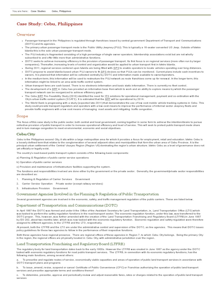 Case Study: Cebu, Philippines | PDF | Transport