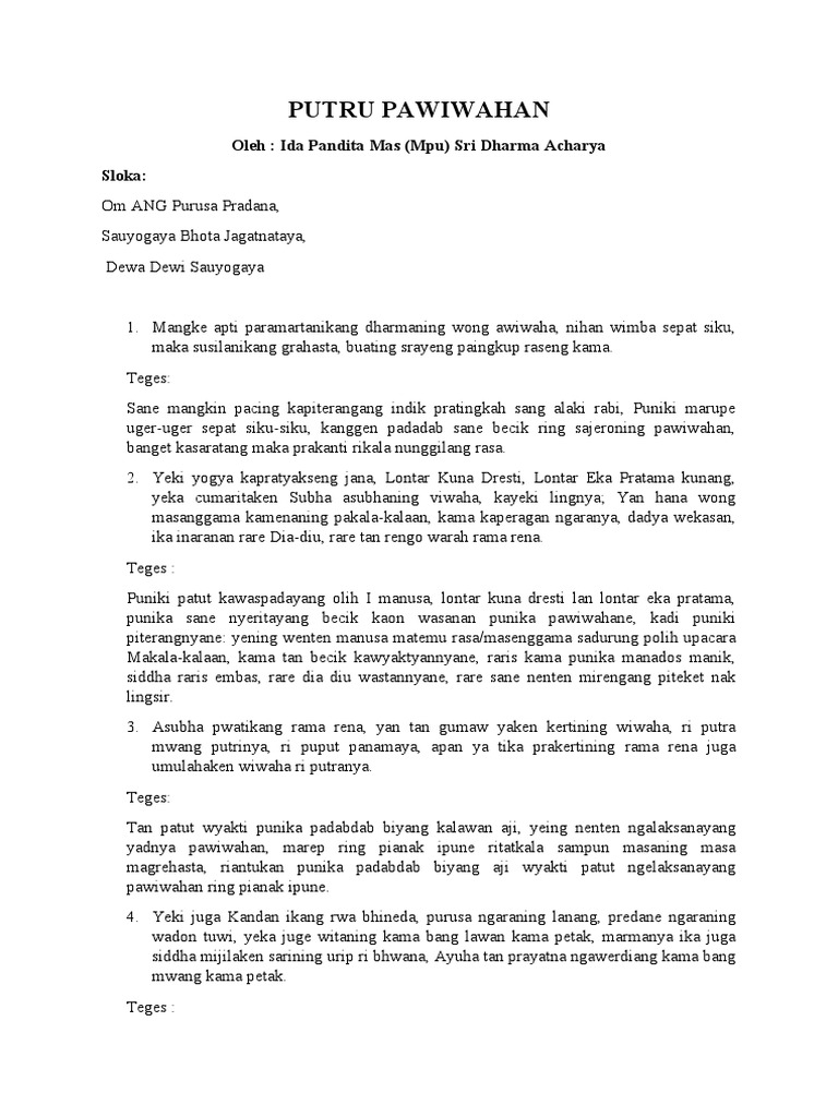 Putru Pawiwahan | PDF