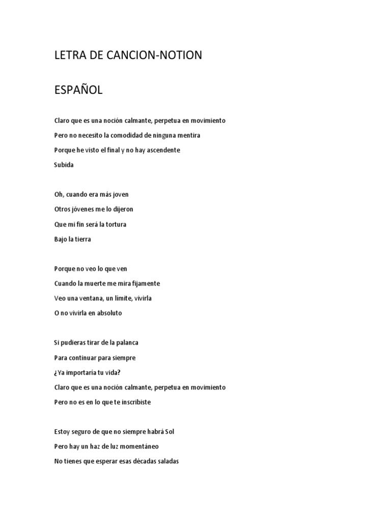 Letra de Cancion | PDF