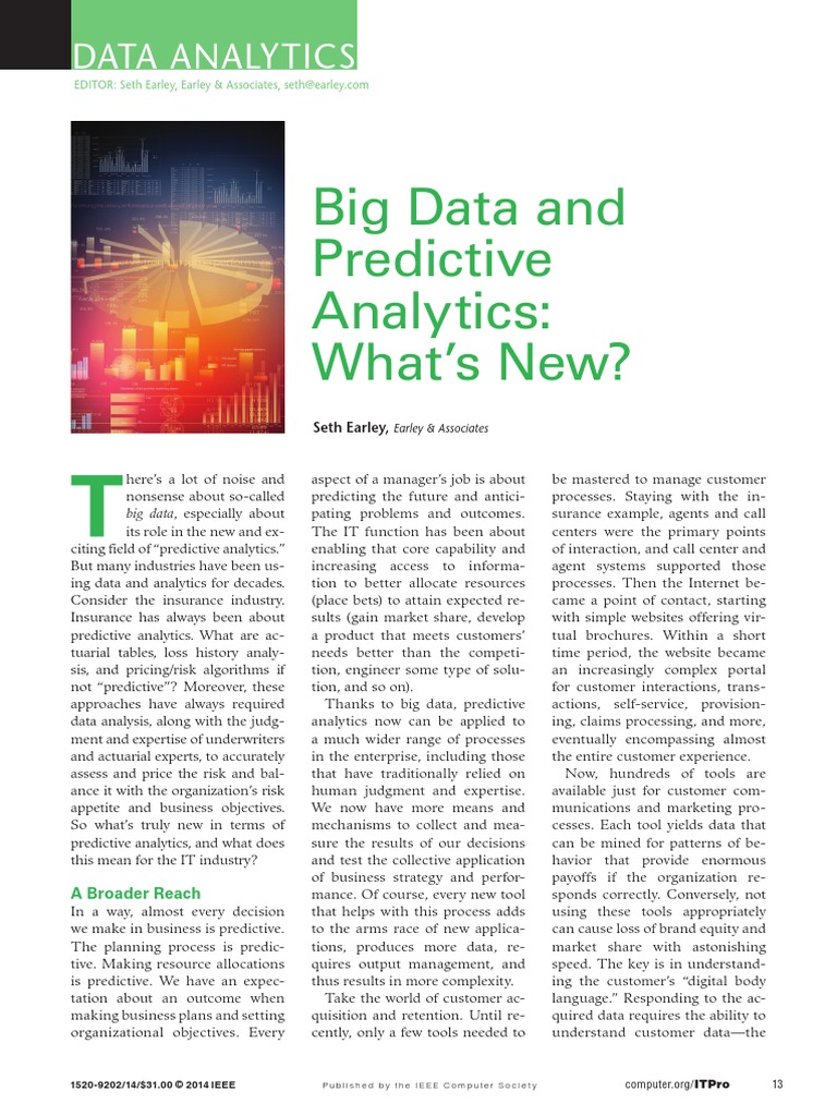 Big Data and Predictive Analytics: What's New? | PDF | Analytics | Big Data