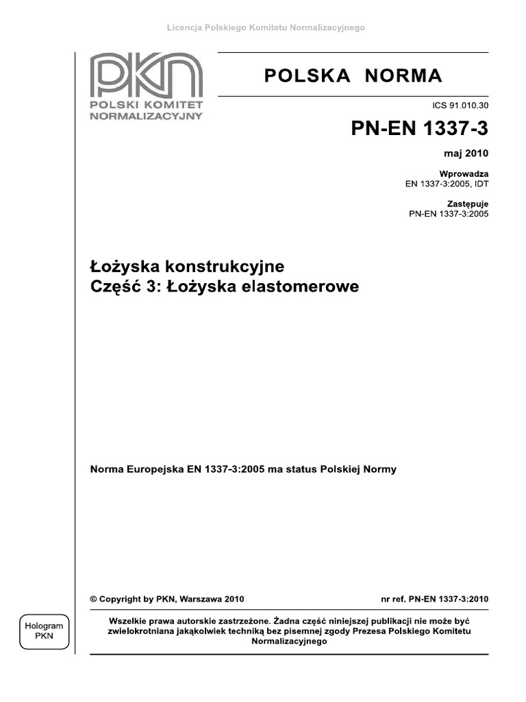 PN - EN - 1337 - 3 - 2010 Łożyska Elastomerowe 2 | PDF