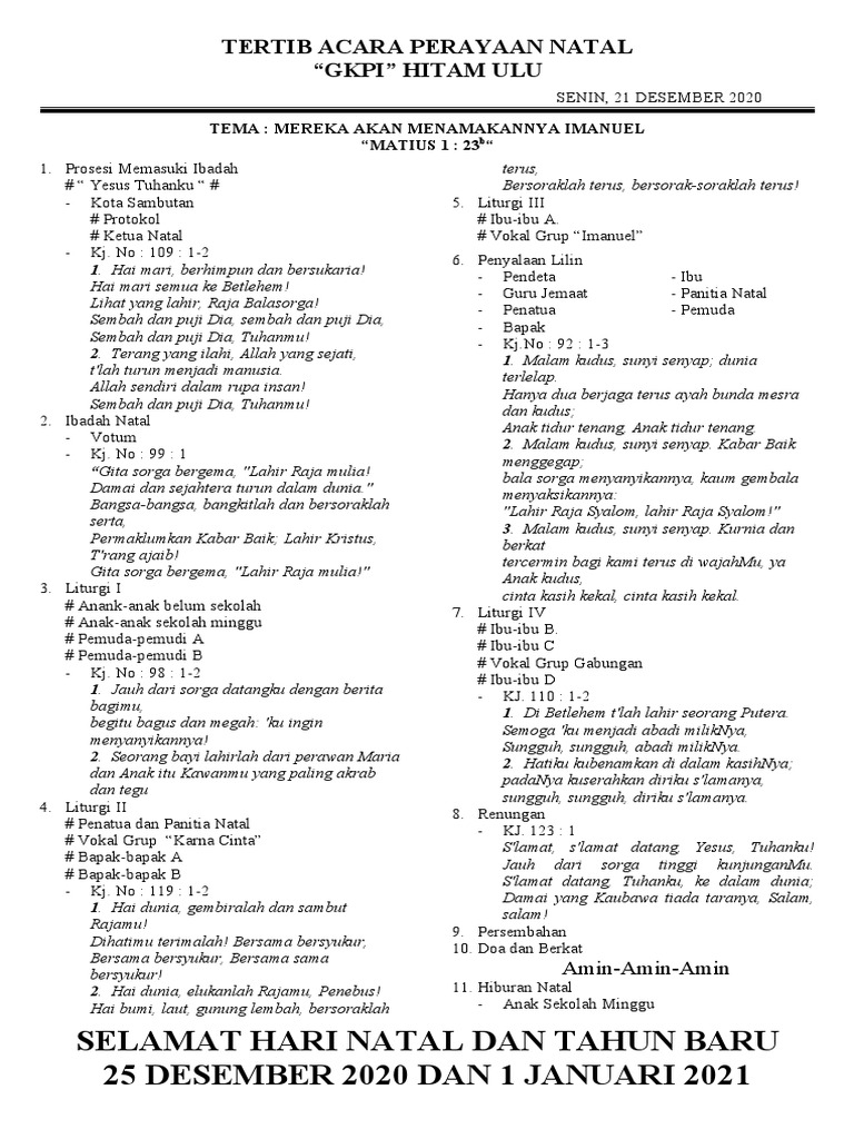 Tertib Acara Perayaan Natal GKPI | PDF